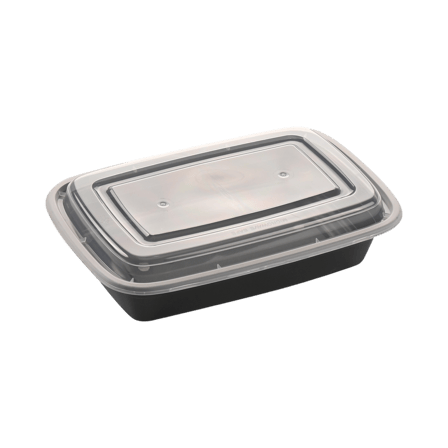 38 oz Black Microwavable Rectangular Container – 150/Casw | Packachange