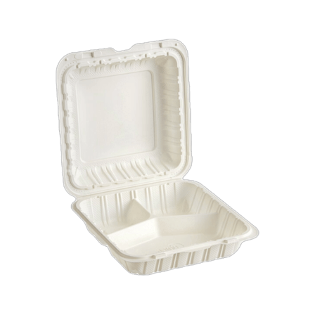 9"x9" White Microwaveable 3-Compartment Container | Packachange