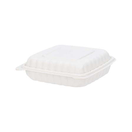 9x9" 3-Comp White Hinged Microwavable Container | Packachange